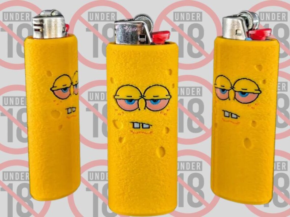 Relaxed Spongebob Bic Lighter Sleeve - 3D Textured Fuzzy Case - Chill ...