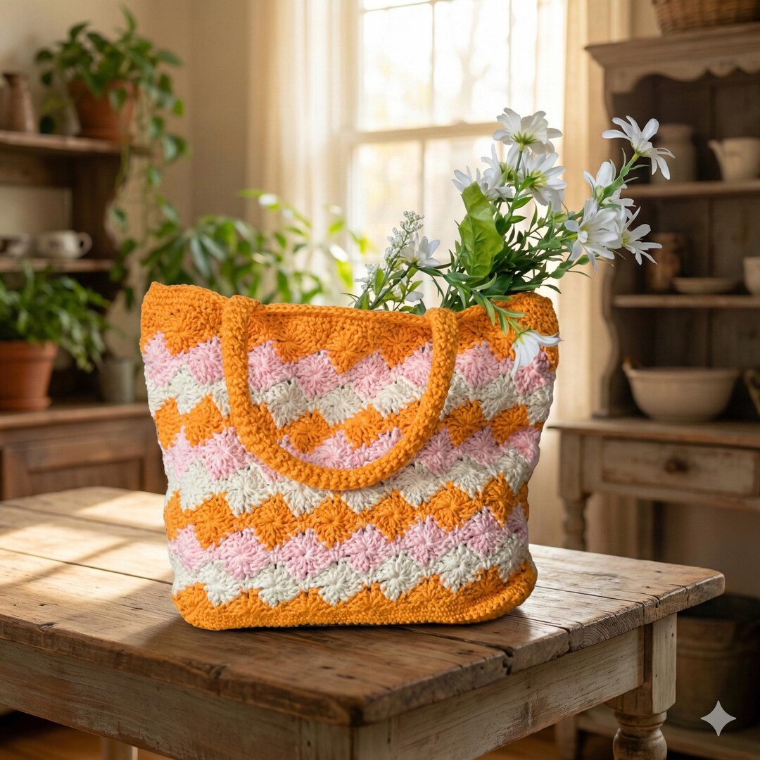 Harlequin Crochet Bag Pattern | Chevron Tote Design (PDF Pattern) - Etsy