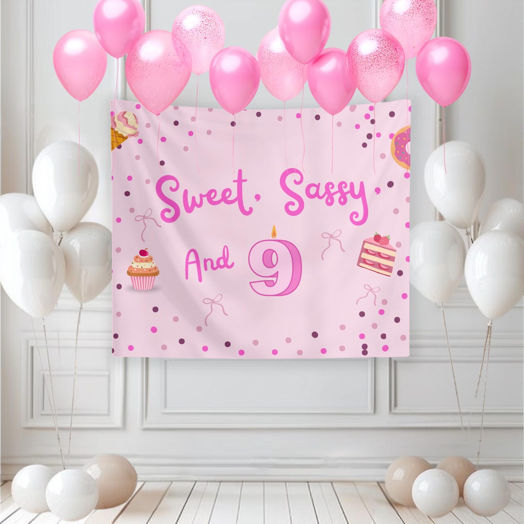 Sweet & Sassy Birthday Tapestry | Pink Dessert Theme Party Backdrop - Etsy
