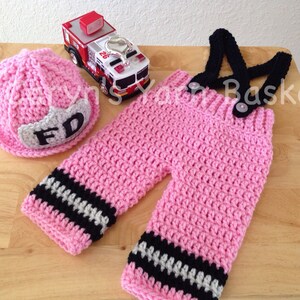 CROCHET PATTERN, Newborn Size, Baby Girl Firefighter Fireman Hat, Pants ...