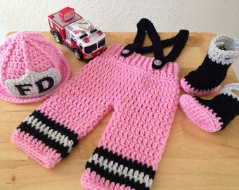 CROCHET PATTERN Newborn Size Baby Girl Firefighter Fireman | Etsy