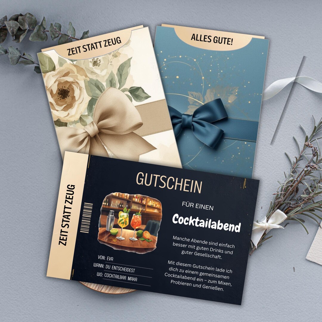 Cocktail Evening Voucher Template | Printable Cocktail Voucher ...