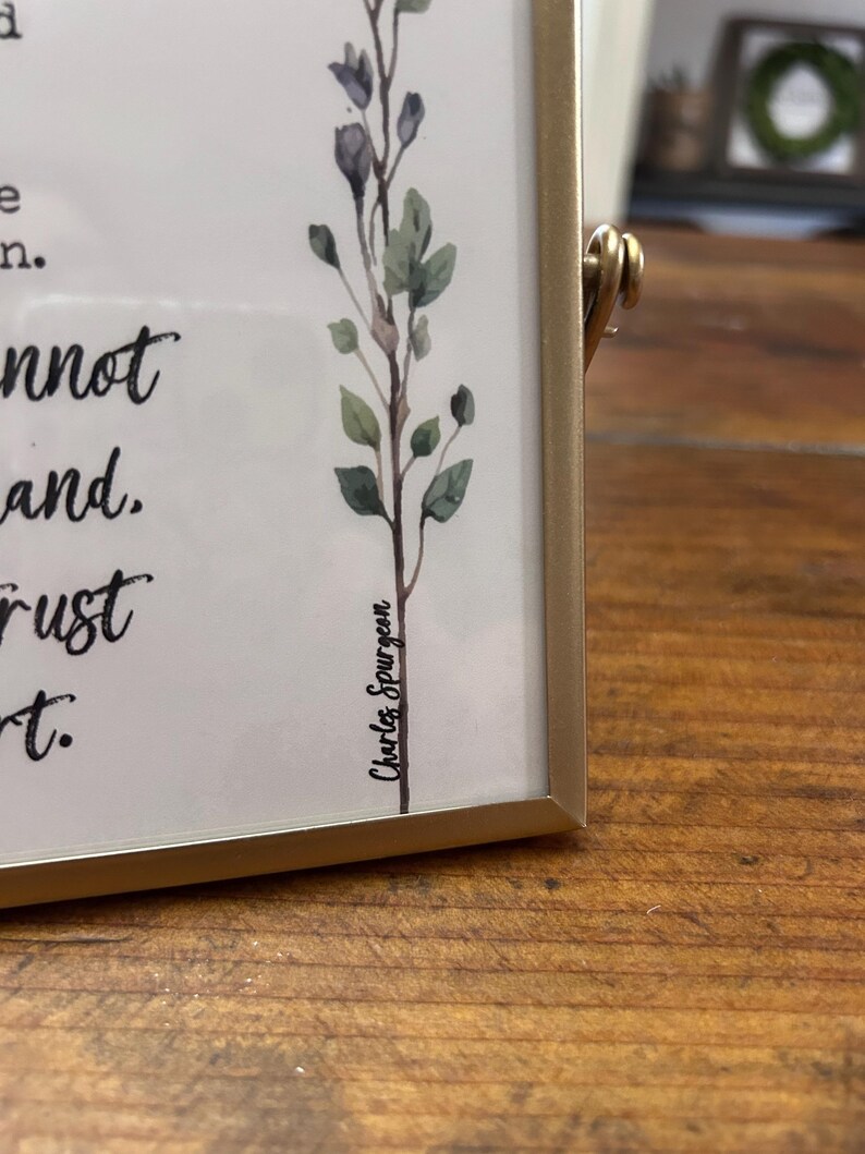 Spurgeon Quote Gold Frame: Christian Trust Gift, Encouragement Sign - Etsy