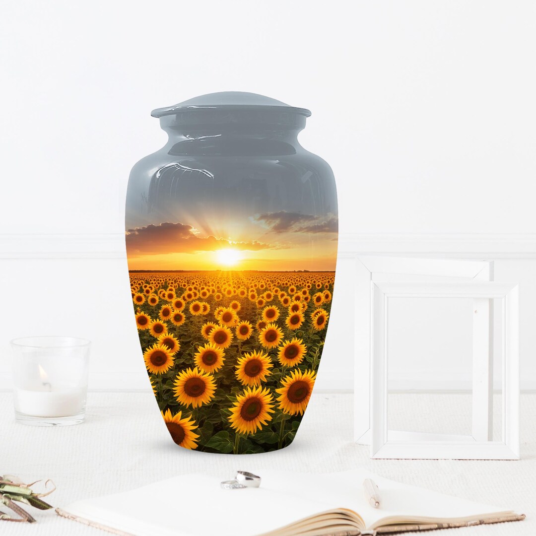 Sunflower Urn for Ashes - Personalized Floral Meadow Mini Keepsake Urns ...