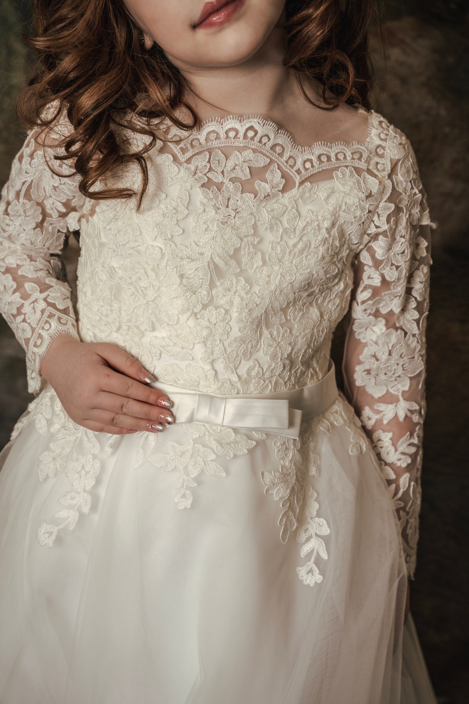 Long Sleeve Mini Bride dress with v back and lace details | Etsy