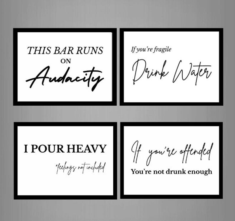 Bar Humor Wall Art Bundle | Funny Man Cave Decor | Bartender Quote ...
