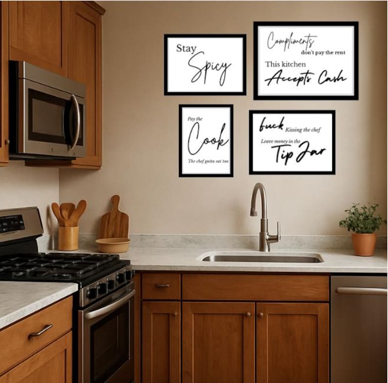 Funny Kitchen Wall Art Bundle | Kitchen Quote Prints | Funny Kitchen ...