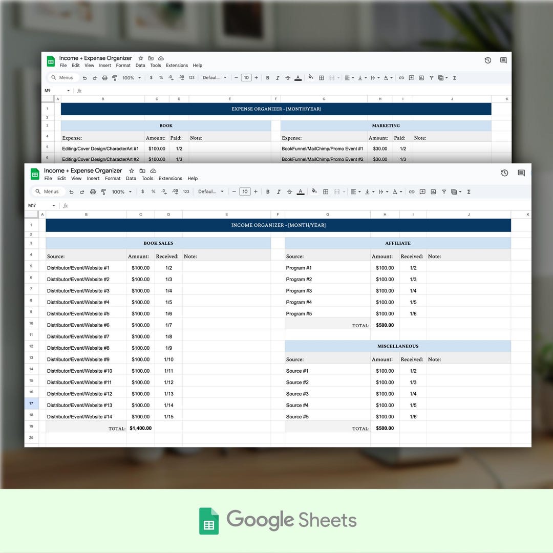Income and Expense Tracker for Authors: Book Sales, Affiliates, Youtube ...