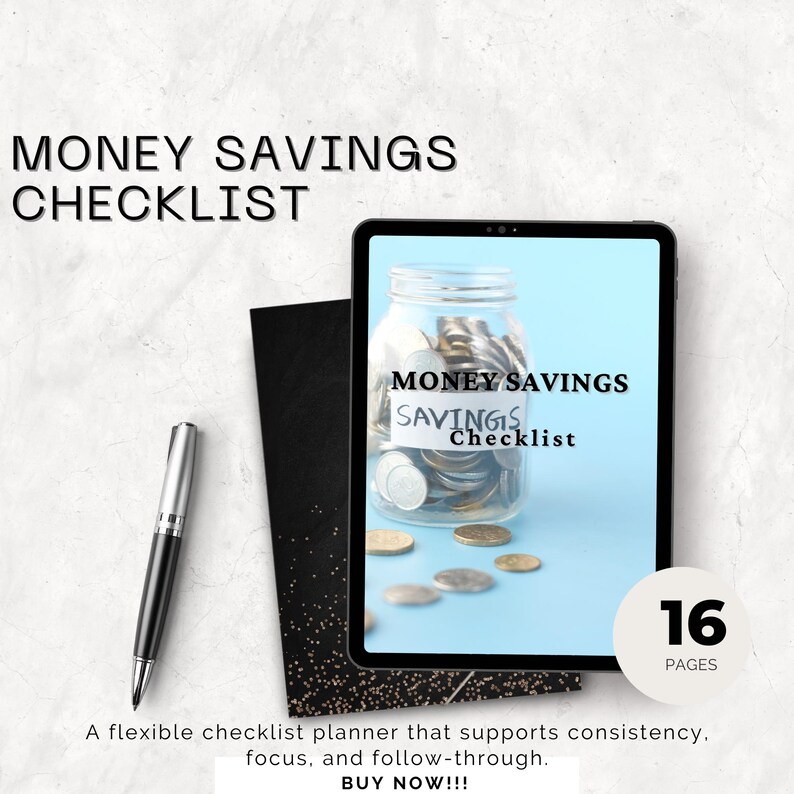 Money Saving Checklist Printable | Simple Savings Planner | Digital ...