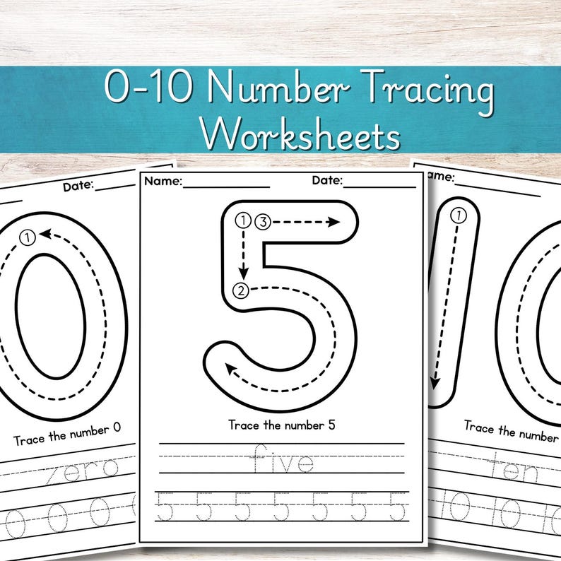 Number Tracing Worksheets for Kids | Numbers 0-10 Printable | Preschool ...