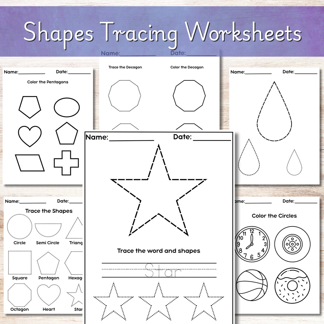 Shape Tracing Worksheets for Classroom, Preschool, Kindergarten and ...