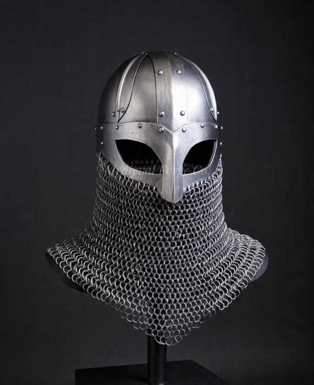 Medieval Nasal Helmet With Chainmail Coif Viking Norman Steel Armor ...