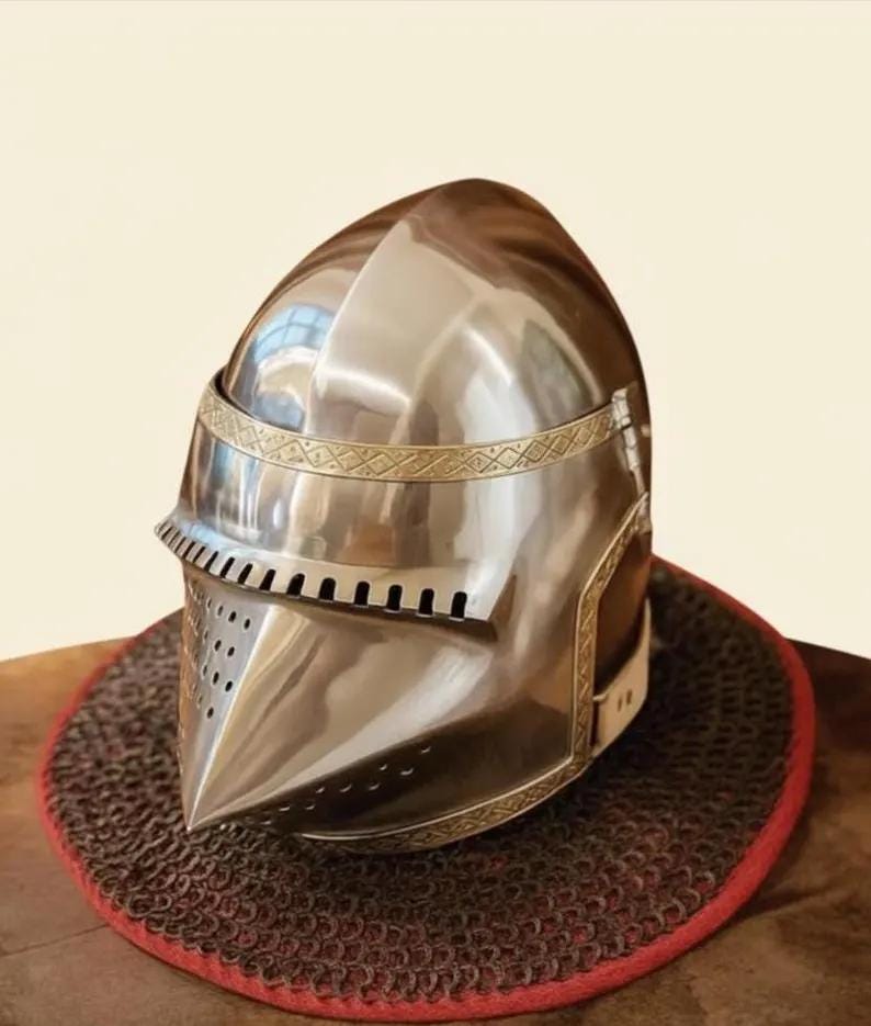 Pig Face Medieval Helmet Hounskull Brass Bascinet Gothic Knight Armor ...