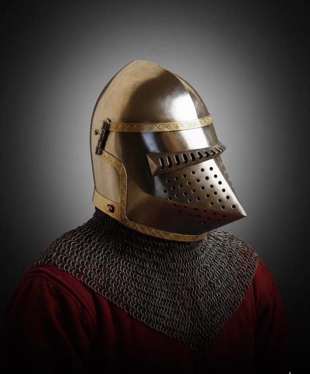 Pig Face Medieval Helmet Hounskull Brass Bascinet Gothic Knight Armor ...
