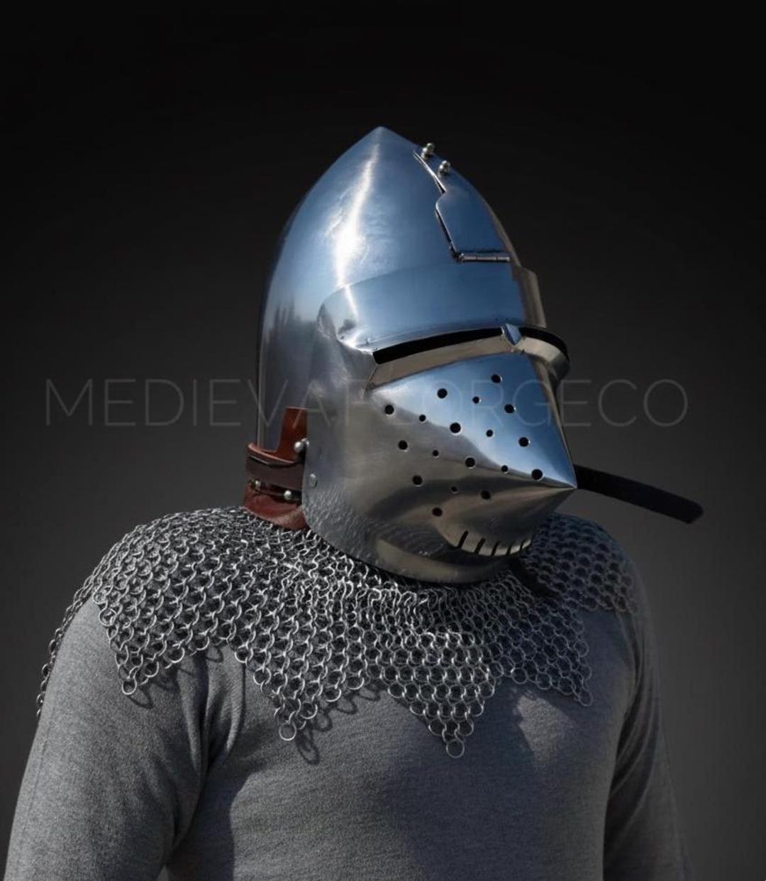 Handmade Medieval Pig Face Helmet With Chainmail Hounskull Bascinet ...