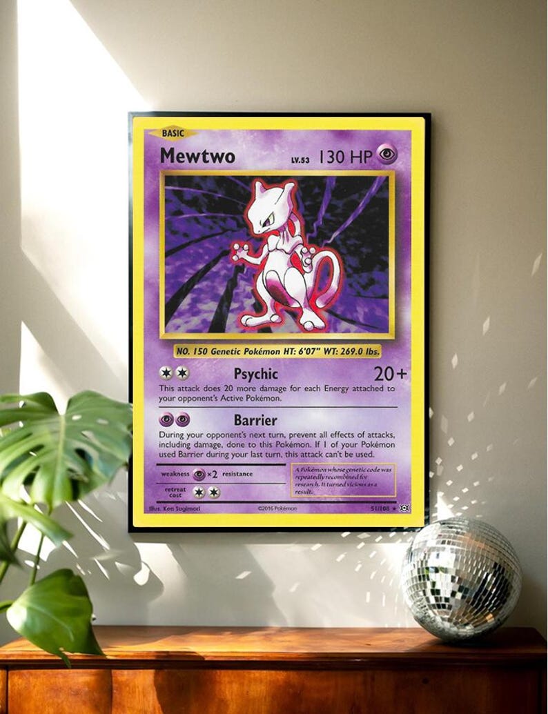 Mewtwo Pokémon Poster | Classic Pokémon Poster | Digital Download (jpg ...
