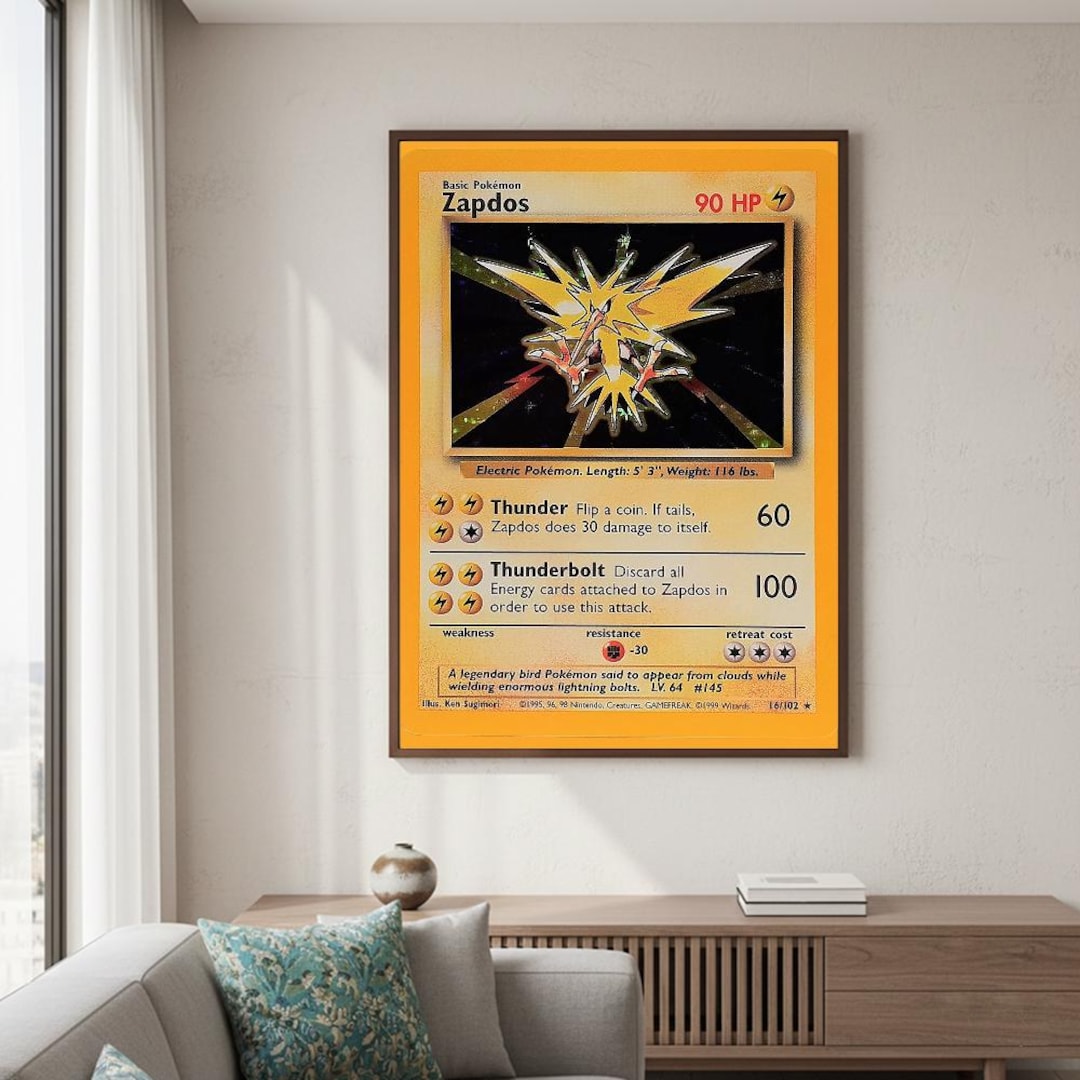Pokemon Poster | Zaptos | Retro Pokémon Wandkunst | Original Pokémon ...