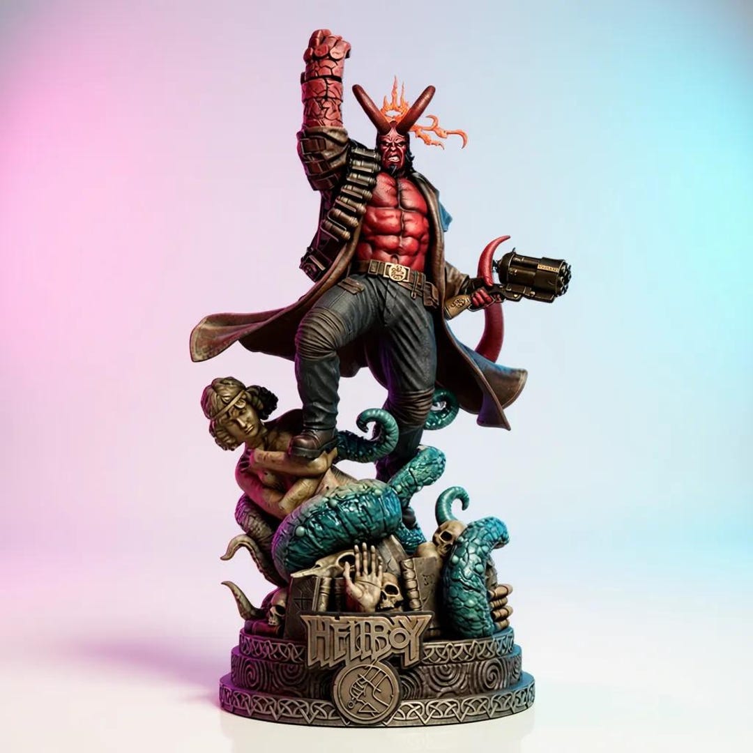 Hellboy STL File (fullsize + Bust) | 2 Variant Sculpt | Pre-supported ...