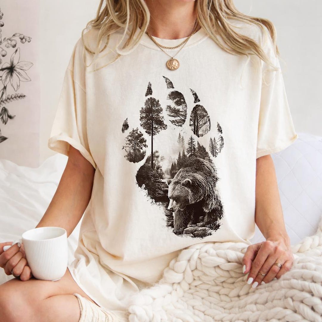 Vintage Bear Paw T-shirt, Comfort Colors Bear Shirt, Retro Forest ...