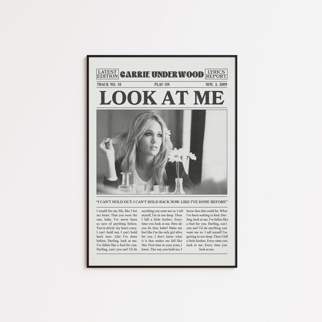 Carrie Underwood Retro Newspaper Print, Look at Me Poster, Look at Me ...