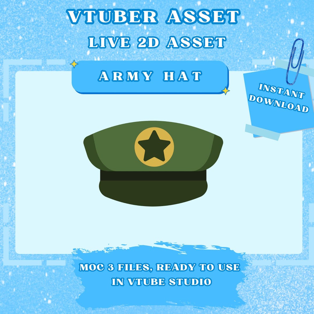Animated Army Hat Vtuber Prop Rigged for Vtube Studio | Digital ...