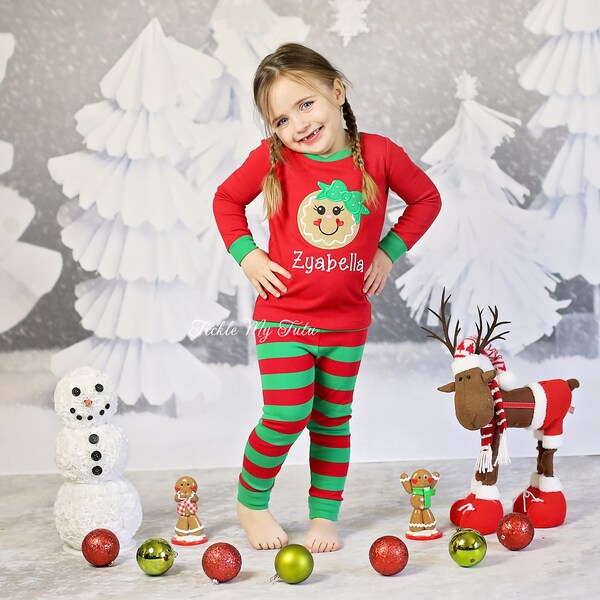 Monogrammed Girls Christmas Pajamas - Etsy