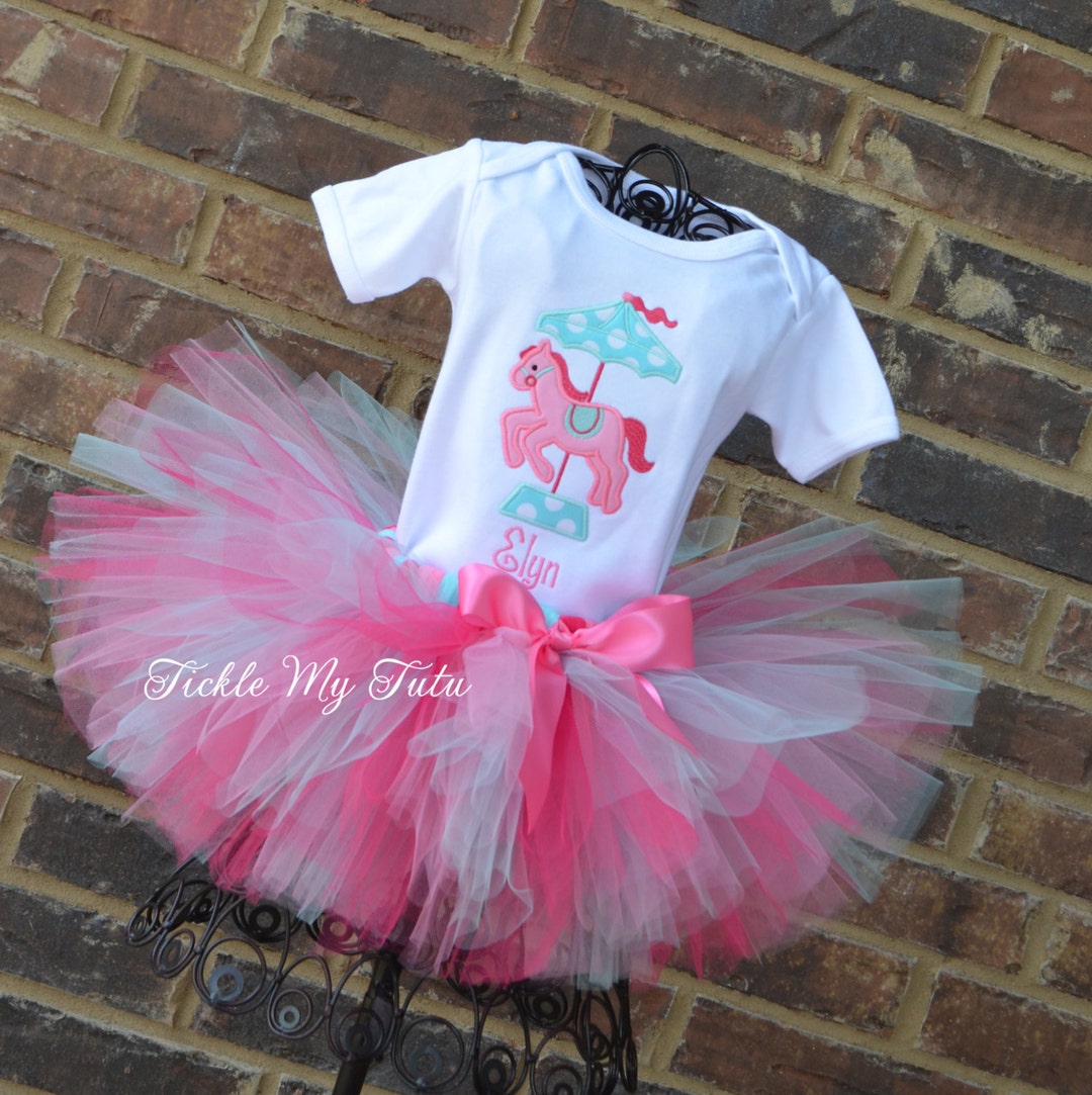 Carousel Birthday Tutu Outfit-carousel Pony Dark Pink, Pink and Aqua ...
