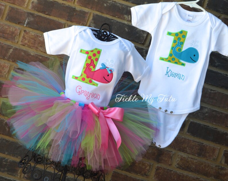 Boy/girl Twin Whale Themed Birthday Outfits-twin Ocean Party Outfit ...
