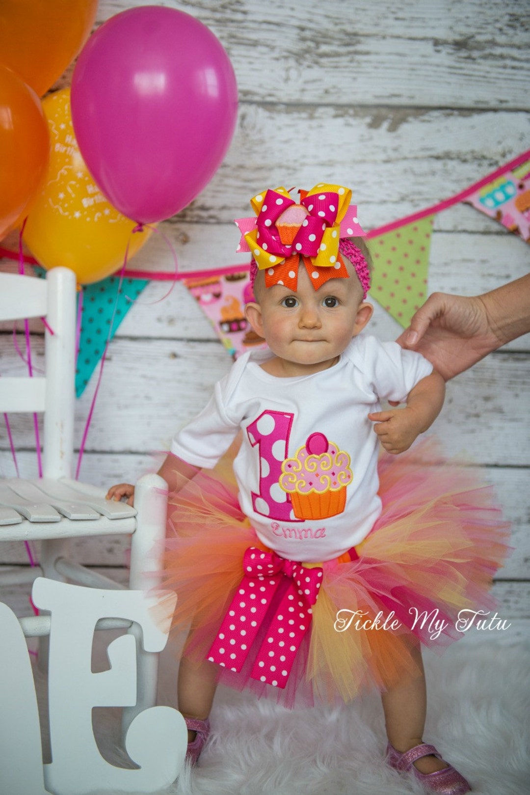 Cupcake Swirl "emma" Birthday Tutu Outfit- First Birthday Cupcake Set ...