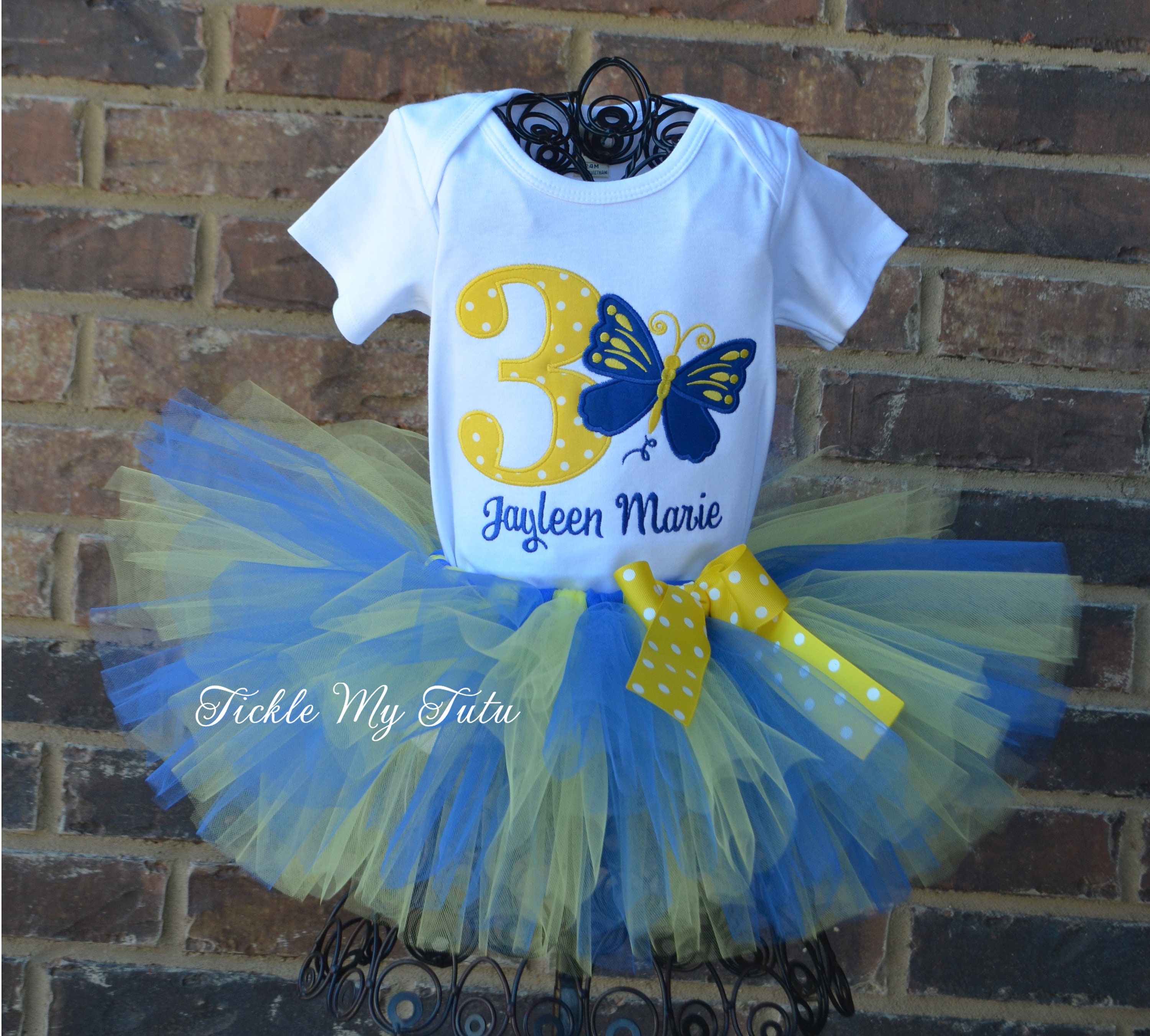 Butterfly Themed Birthday Tutu Outfit-blue and Yellow Butterfly ...