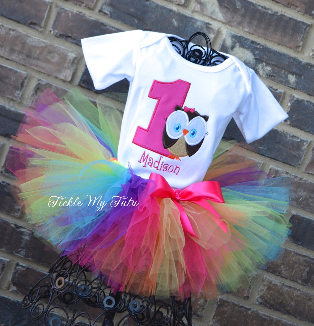 Owl Birthday Tutu Oufit-bright and Colorful Owl Themed Birthday Outfit ...