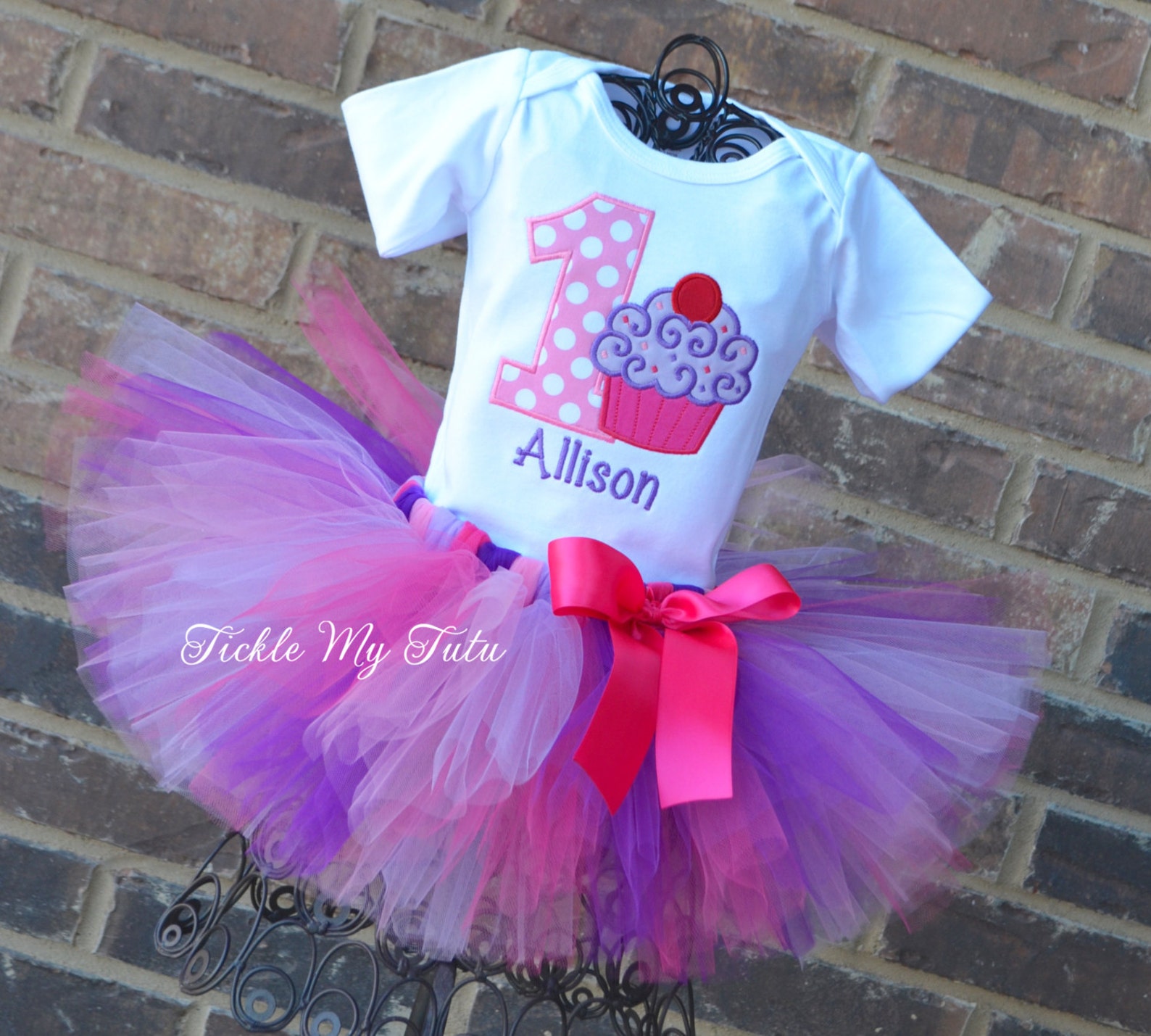 Cupcake Swirl Birthday Tutu Outfit-cupcake Birthday Set-pink and Purple ...