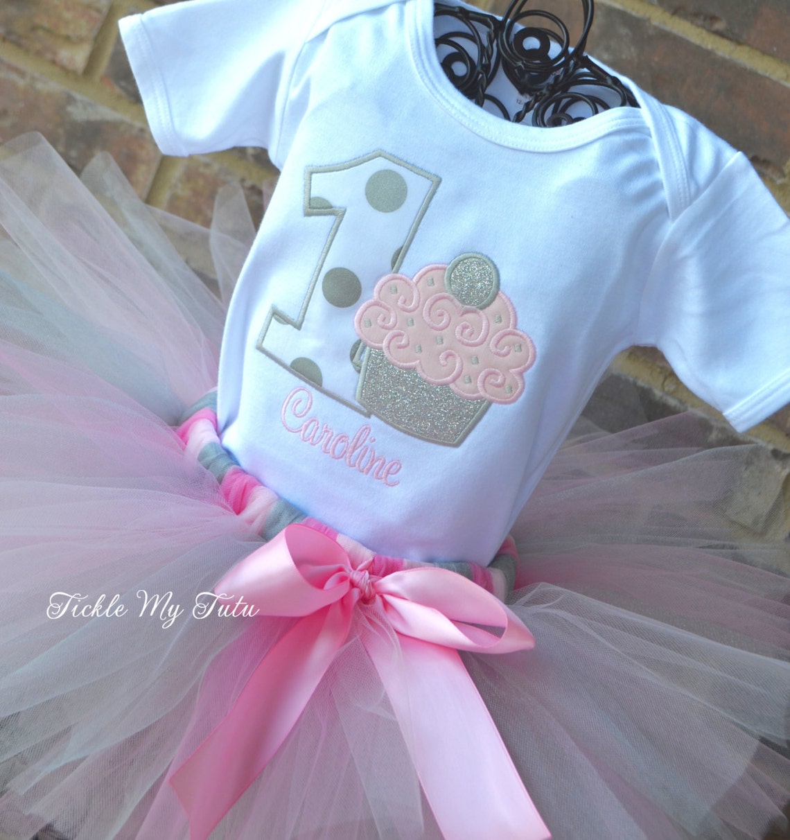 Light Pink and Silver Birthday Cupcake Tutu Outfit-pink and Silver ...