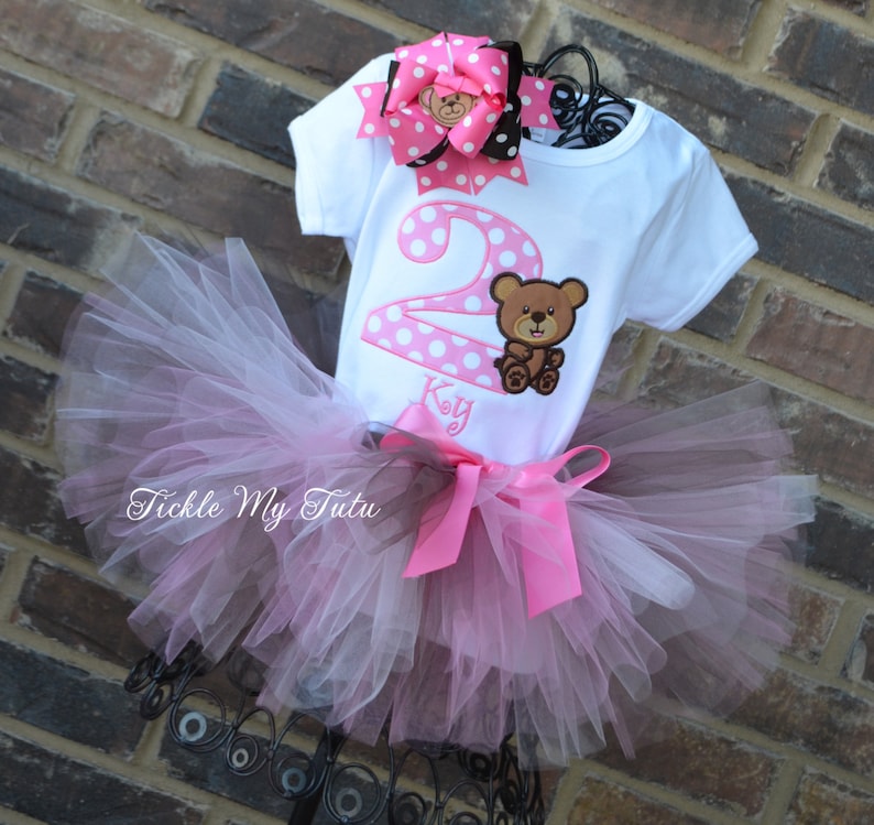 Teddy Bear Birthday Tutu Outfit-First Second Third Teddy Bear | Etsy