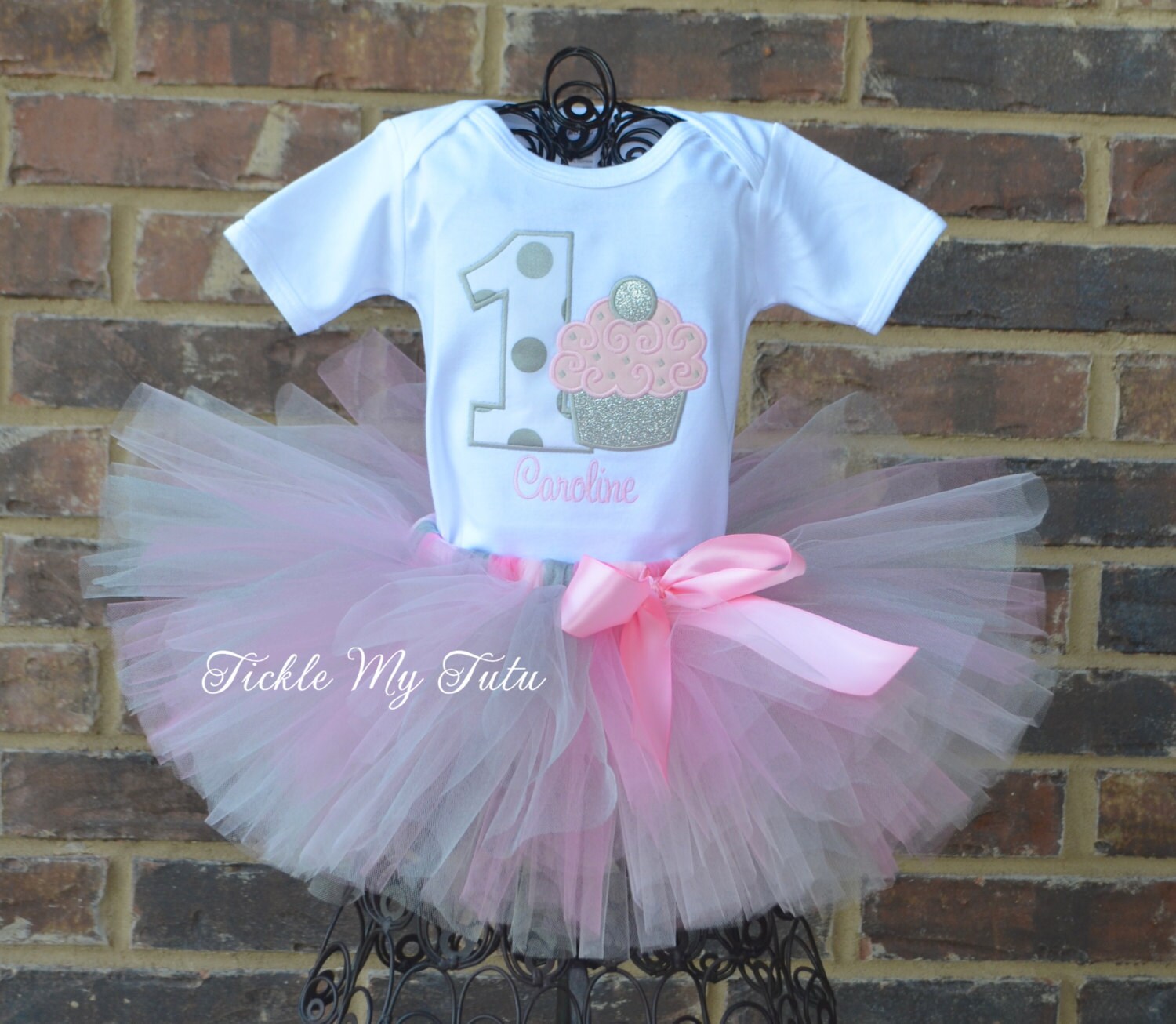 Light Pink and Silver Birthday Cupcake Tutu Outfit-pink and Silver ...