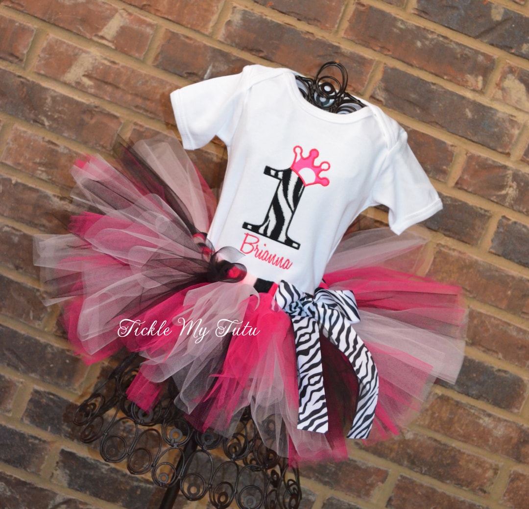 Hot Pink and Zebra Print Birthday Number Crown Tutu Outfit-zebra ...