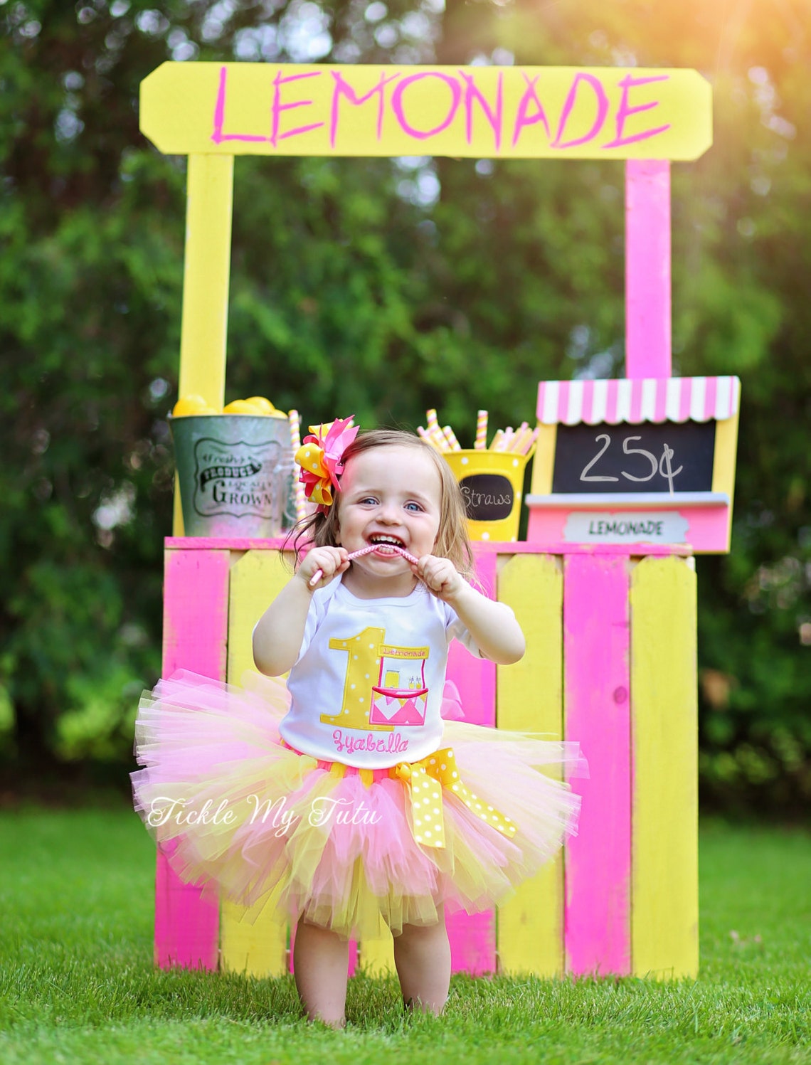 Pink Lemonade Stand Birthday Tutu Outfit-pink and Yellow Lemonade Stand ...