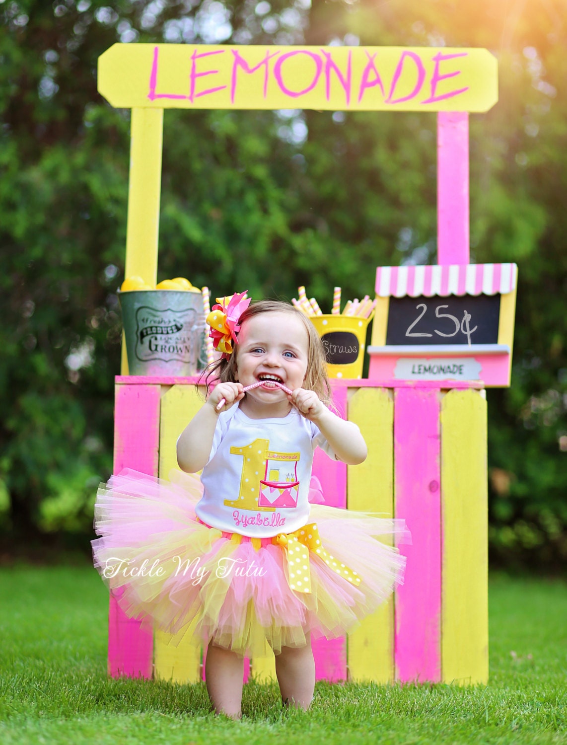 Pink Lemonade Stand Birthday Tutu Outfit-pink and Yellow - Etsy