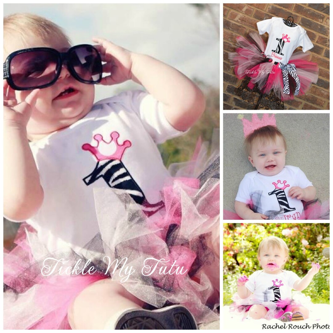 Hot Pink and Zebra Print Birthday Number Crown Tutu Outfit-zebra Print ...