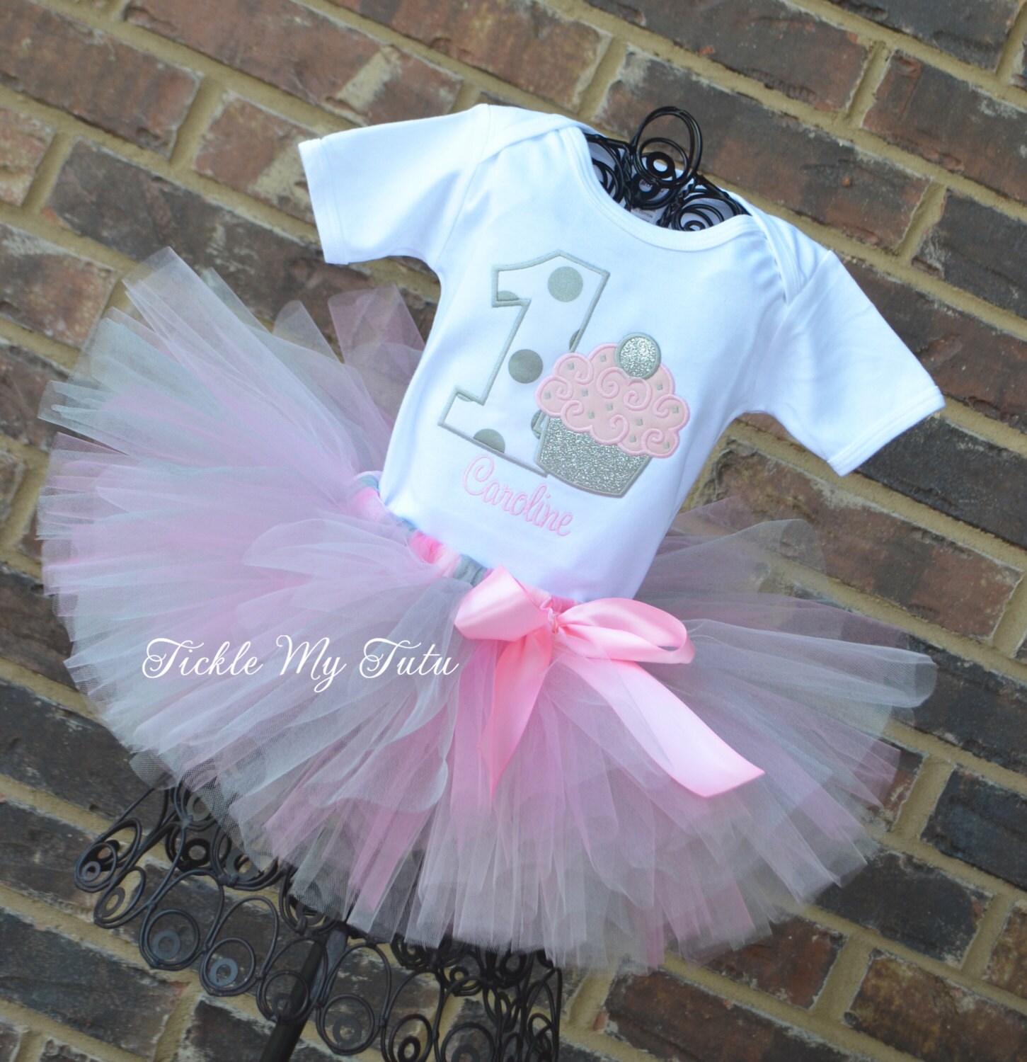 Light Pink and Silver Birthday Cupcake Tutu Outfit-pink and Silver ...