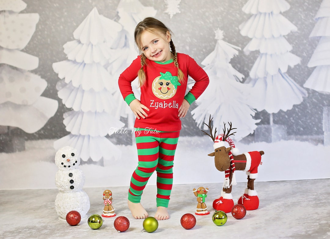Girls Christmas Pajamas-sibling Christmas Pajamas-monogrammed Appliquéd ...