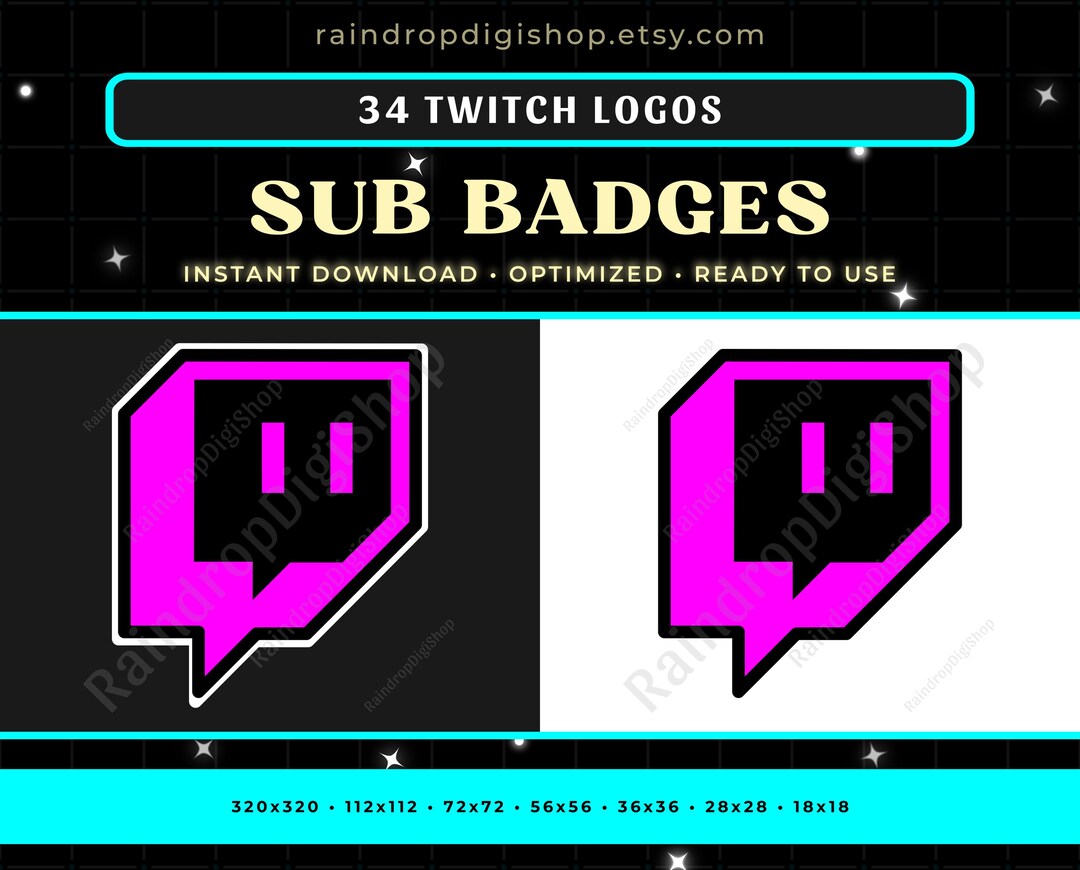 Twitch Logos | 34 Sub Badges / Icons / Emotes / Emojis / Stickers ...