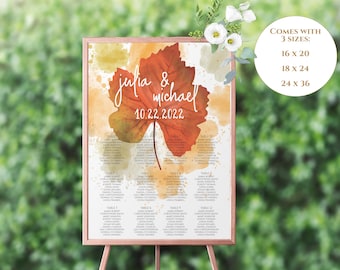 Autumn Seating Chart Template - Etsy