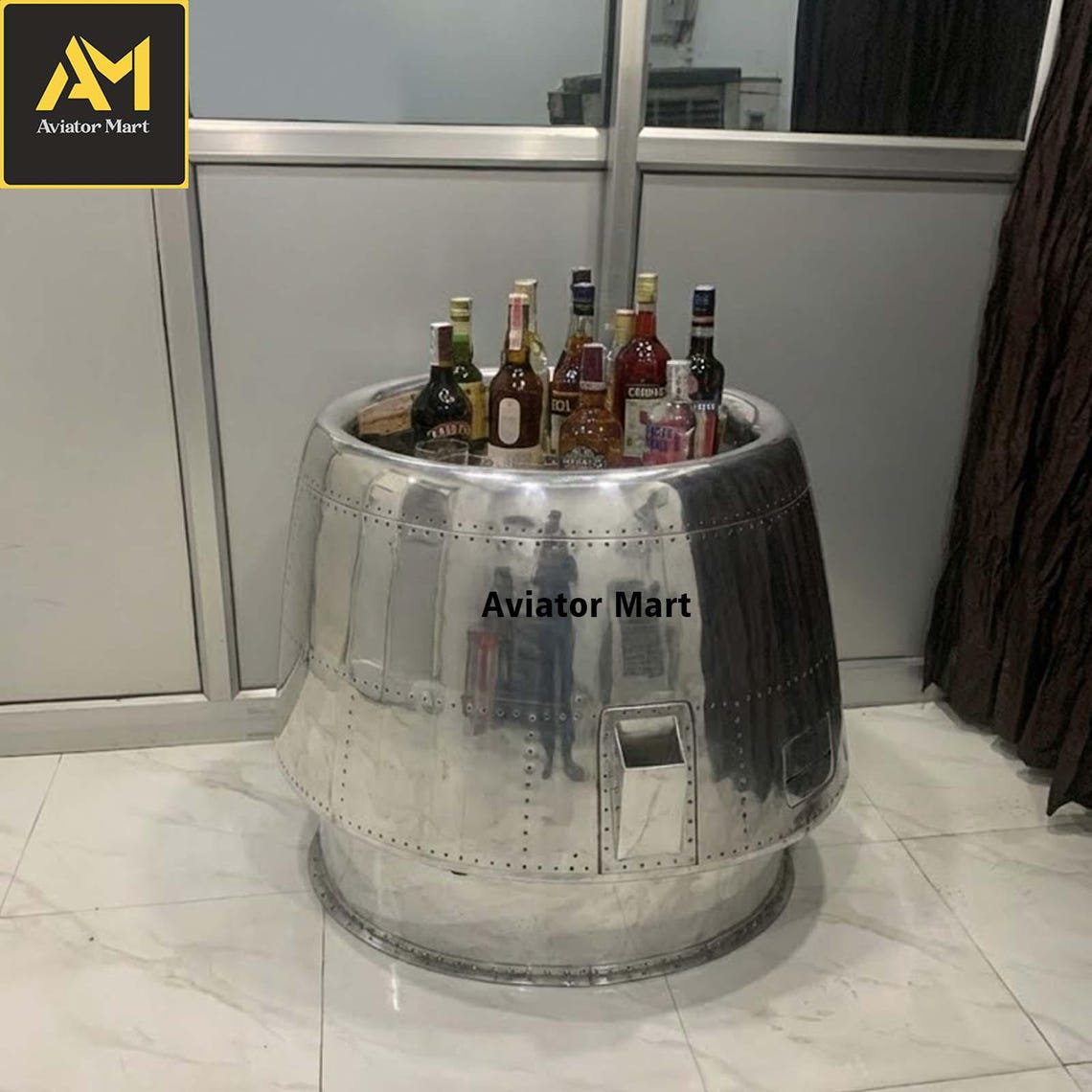 Aviator Aircraft Engine Cowling Bar Cabinet – Aluminum Airplane ...
