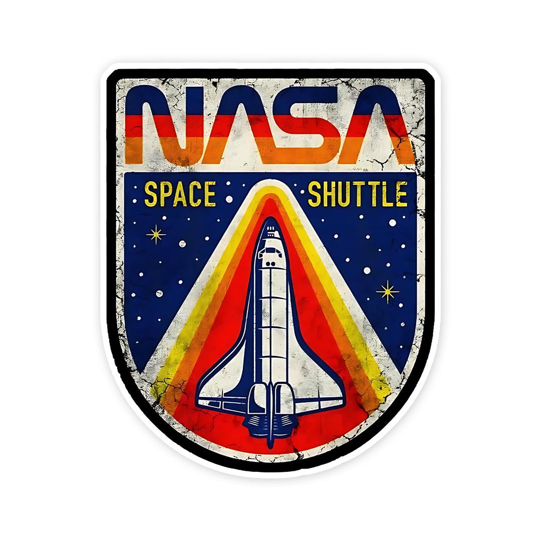 Retro Space Shuttle Sticker, Vintage Space Agency Style Decal ...
