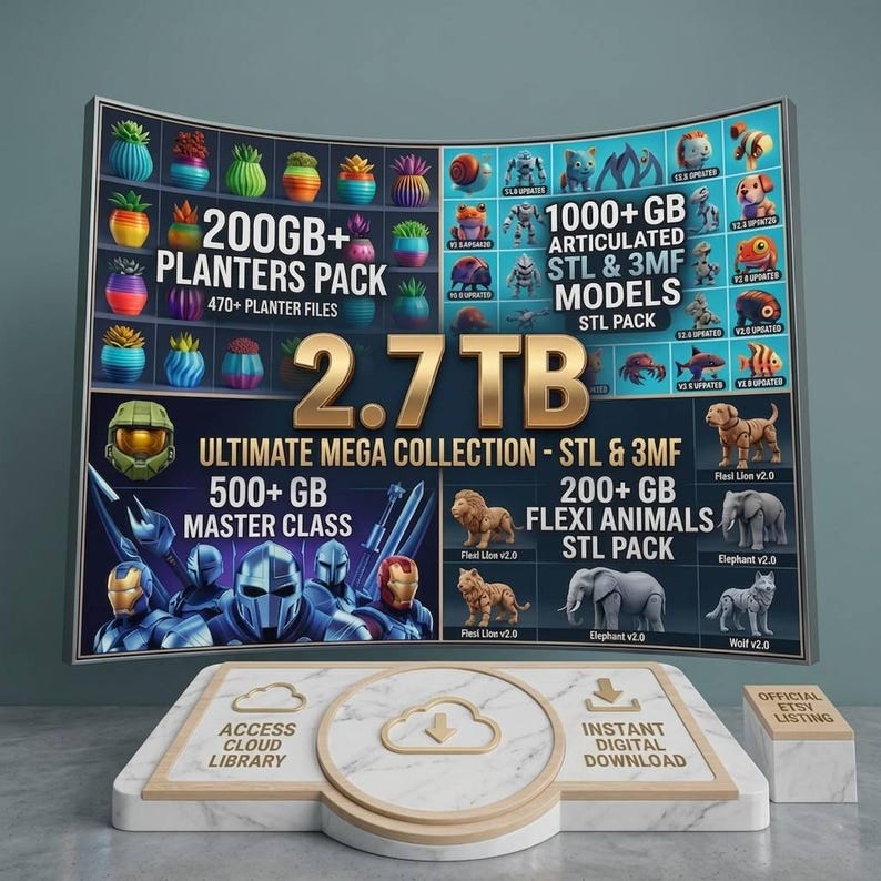 20,000,000+ STL 3D Models Library, 200 TB Mega Collection (commercial ...