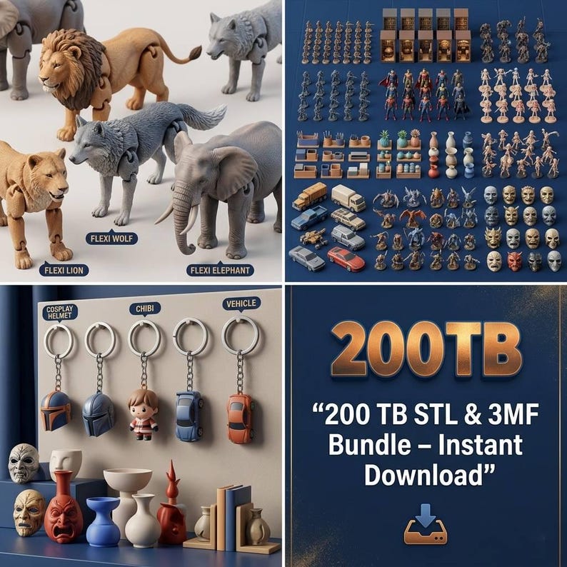 20,000,000+ STL 3D Models Library, 200 TB Mega Collection (commercial ...