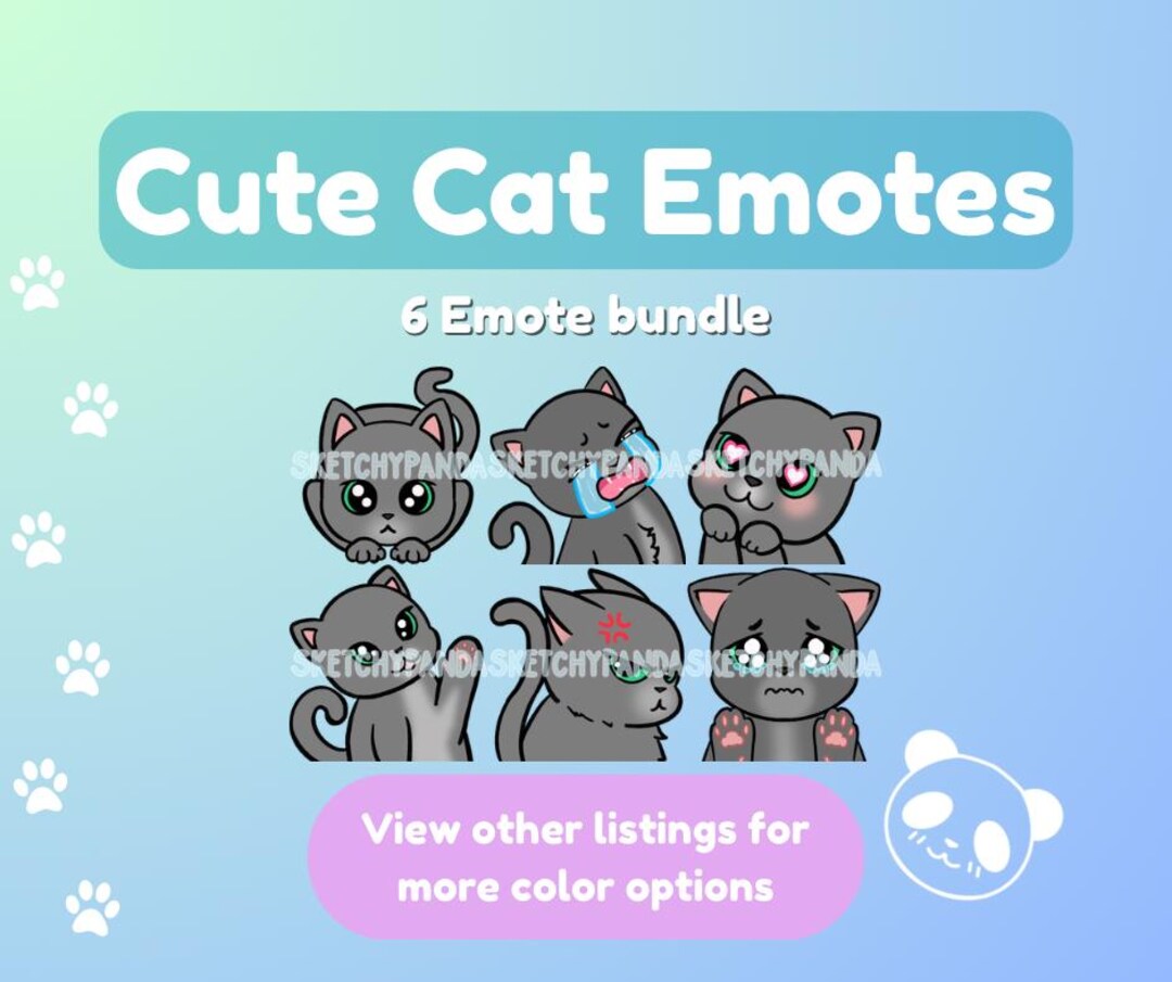 Russian Blue Cat Emotes – 6 PNG Bundle, Twitch & Discord (digital ...