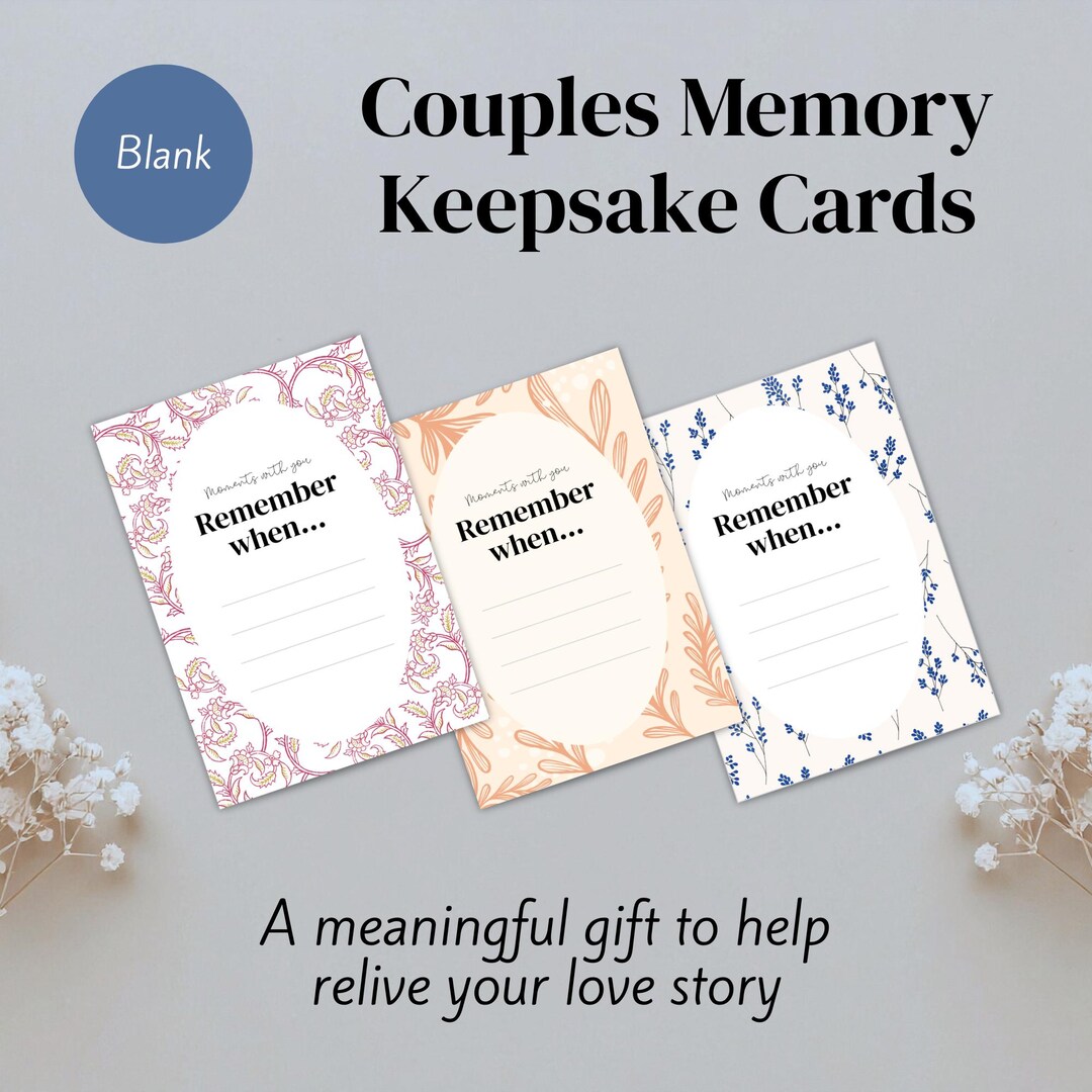 Couples Memory Cards – Blank & Prompt Cards for Anniversary, Valentine ...
