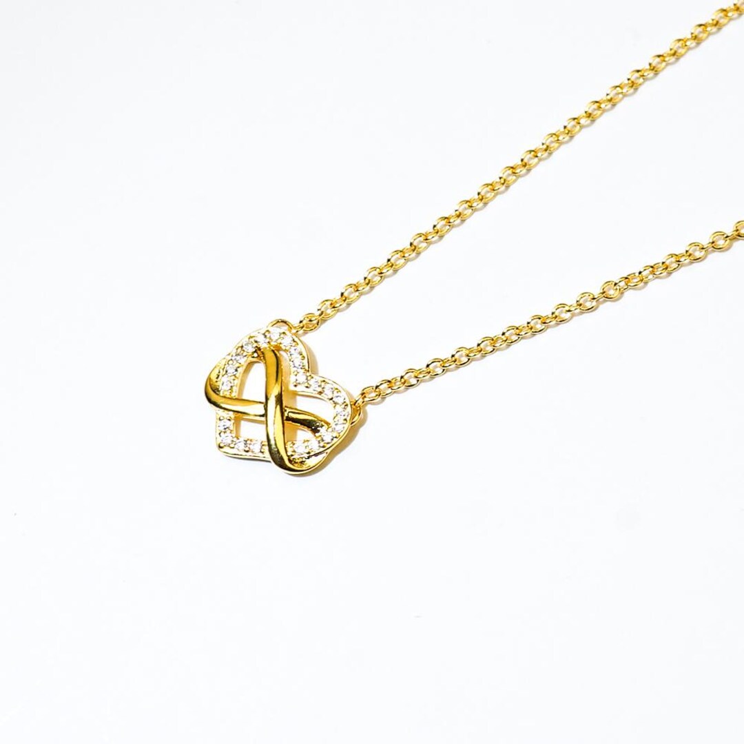 Pandora Sparkle Gold Infinity Heart Necklace Stud Earrings Gift Set - Etsy